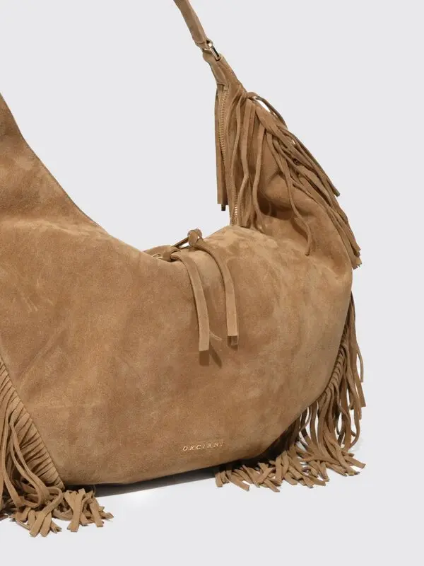 Orciani Suede Fringe Shoulder Bag - Sand