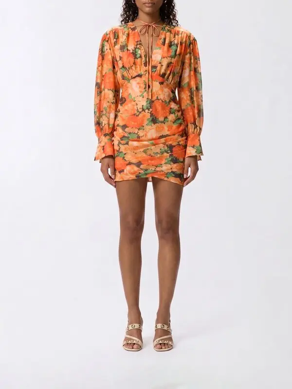 Pinko Ruched Floral Print Mini Dress