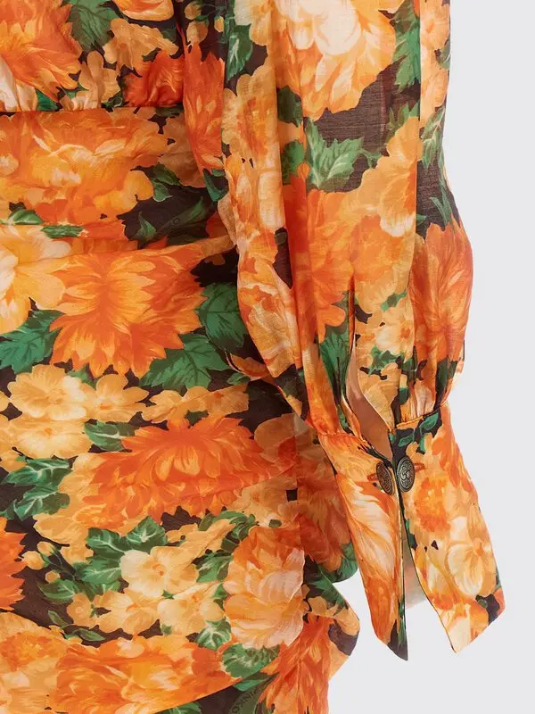 Pinko Floral Print V-neck Long Sleeve Mini Dress