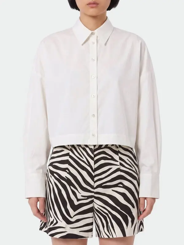 Pinko Cotton Shirt With Classic Collar And Dropped Shoulders - White