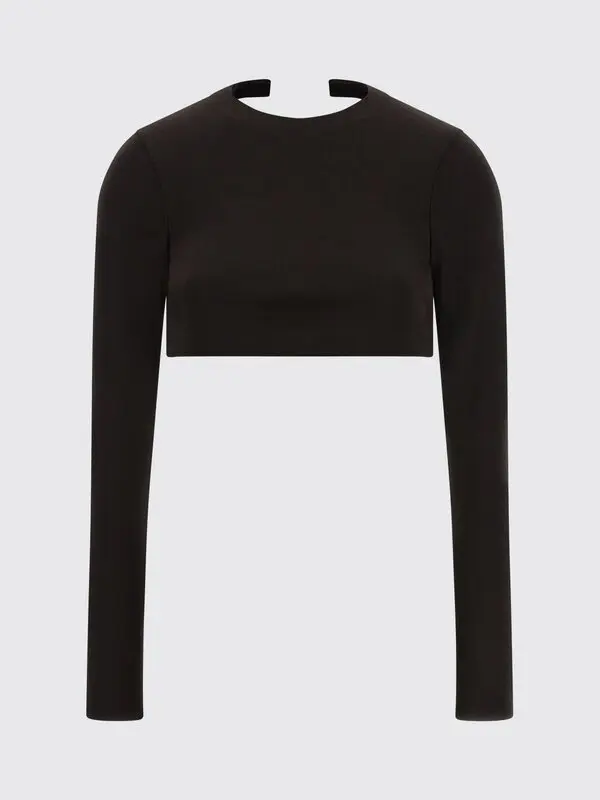 TOM FORD Viscose Cropped Long Sleeve Top - Brown