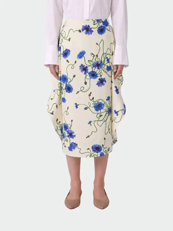 Stella McCartney Floral Print Cotton Midi Skirt