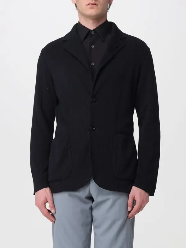 LARDINI Single-breasted Knit Blazer - Black