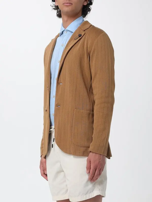 LARDINI Single-breasted Knit Blazer - Brown