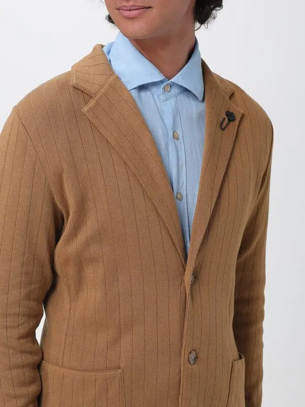 LARDINI Single-breasted Knit Blazer - Brown