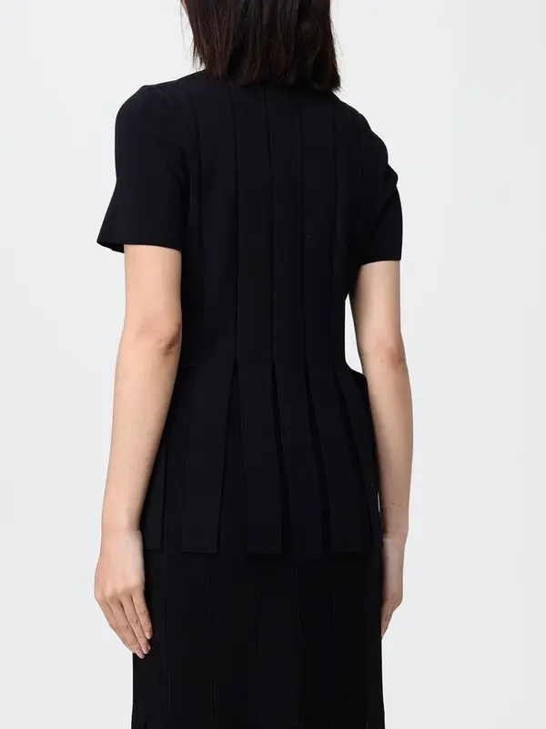 Liu Jo Ribbed Knit T-shirt With Vertical Cut-out Detailing - Black