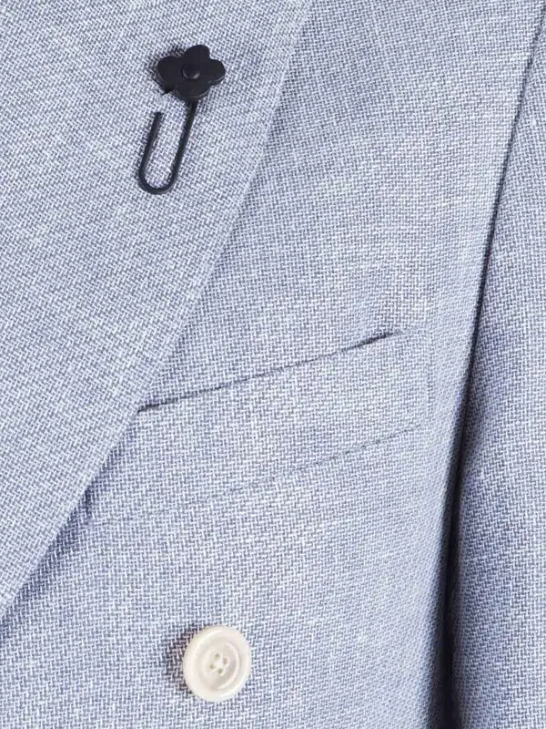 LARDINI Double Breasted Blazer - Gnawed Blue