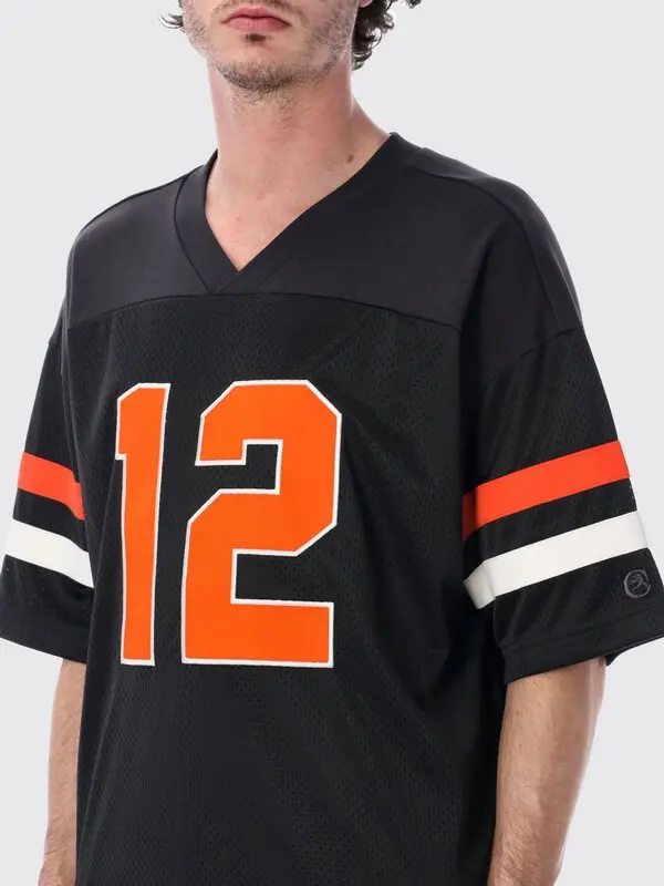 Champion Polyester V-neck Sports T-shirt With Contrasting Trims - Black