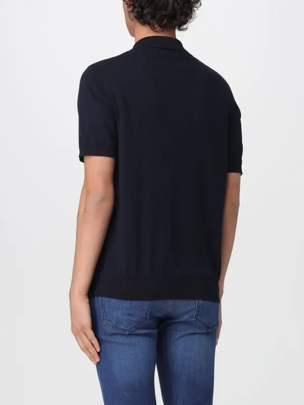 Corneliani Cotton Knit Polo Shirt - Black