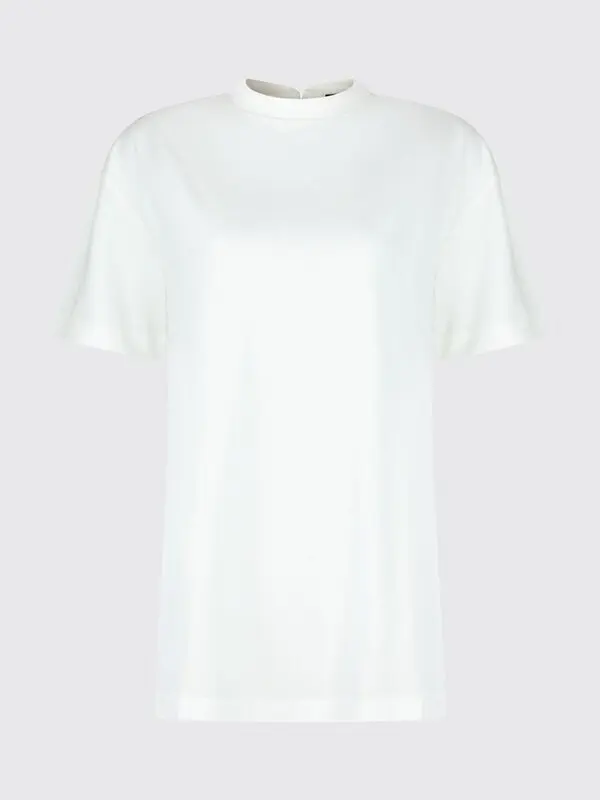 Jacquemus Polyester T-shirt With Crew Neck And Button Closure - White