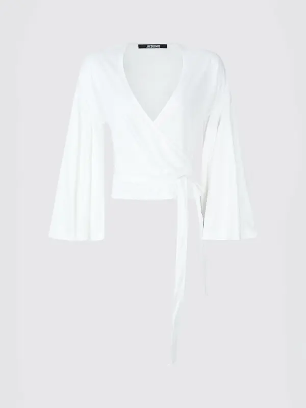 Jacquemus Long Sleeve V-neck Polyester Top - White