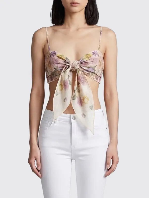 TWINSET Floral Print Bow Detail Cropped Top - Multicolor