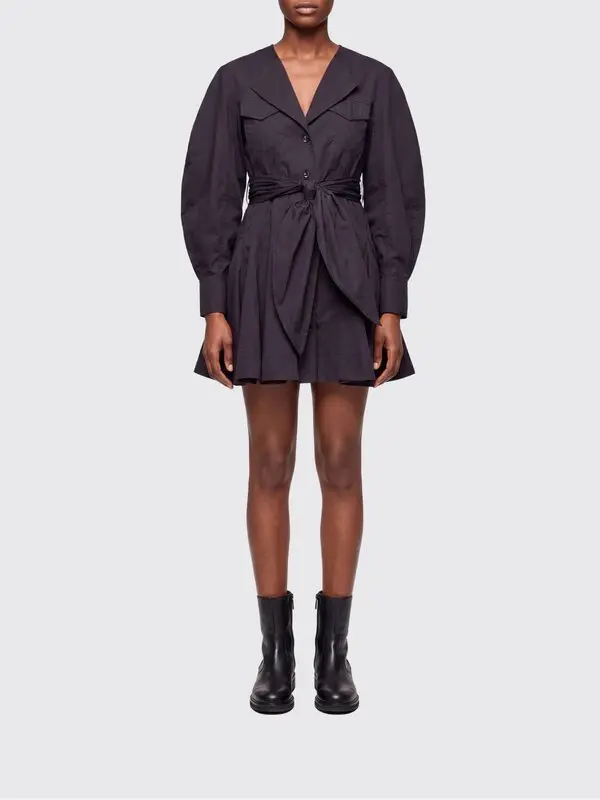 GANNI Stretch Cotton Shirt Dress - Black