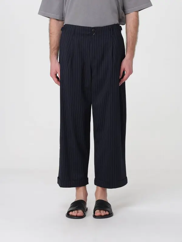 Barena Venezia Virgin Wool Blend Cropped Pinstriped Trousers - Blue