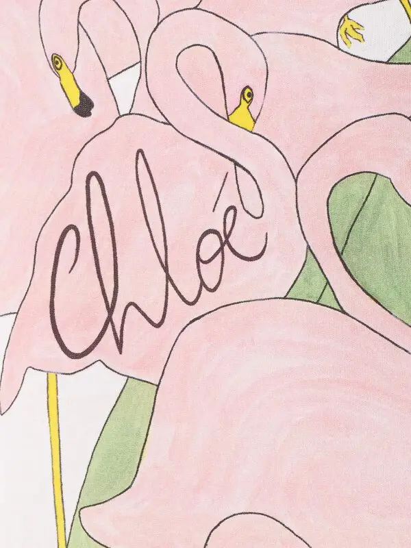 Chloé Slim Fit Cotton T-shirt With Graphic Print And Contrast Logo - White