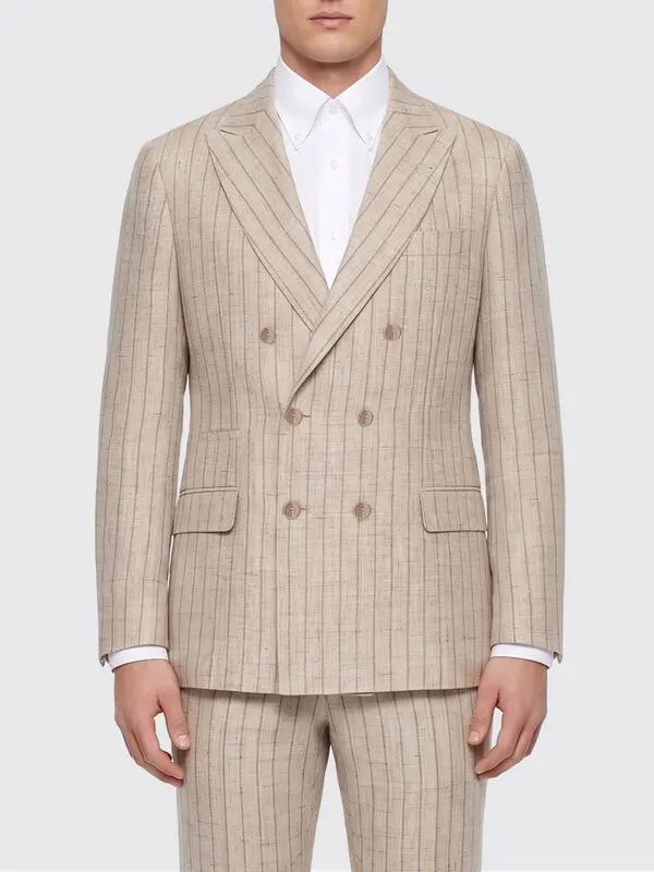 Brunello Cucinelli Double-breasted Striped Blazer - Grey