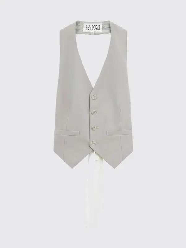 MAISON MARGIELA Slim Fit Wool Blend Tailored Gilet With Asymmetrical Hem