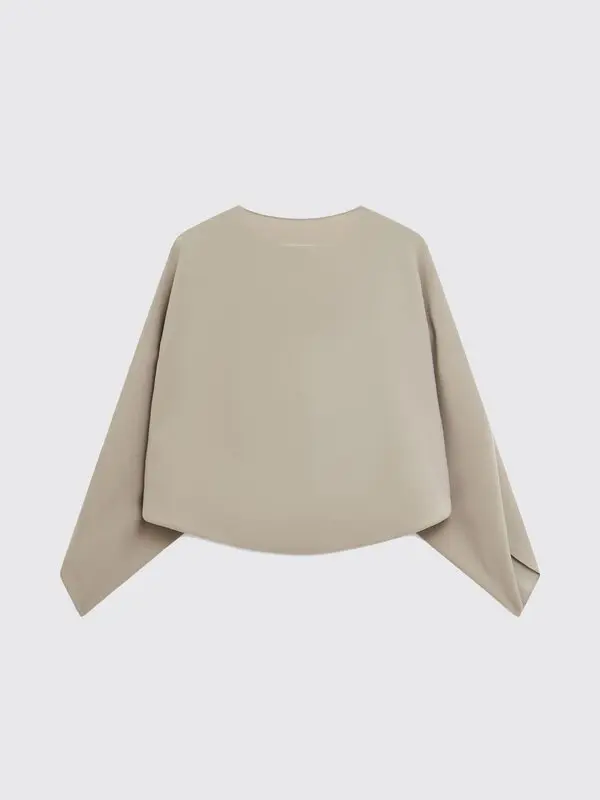 MAISON MARGIELA Draped Cropped V-neck Top In Polyester - Grey