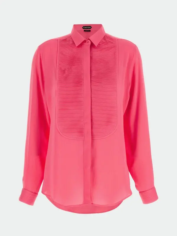 TOM FORD Silk Shirt With Pleated Bib - Fuchsia
