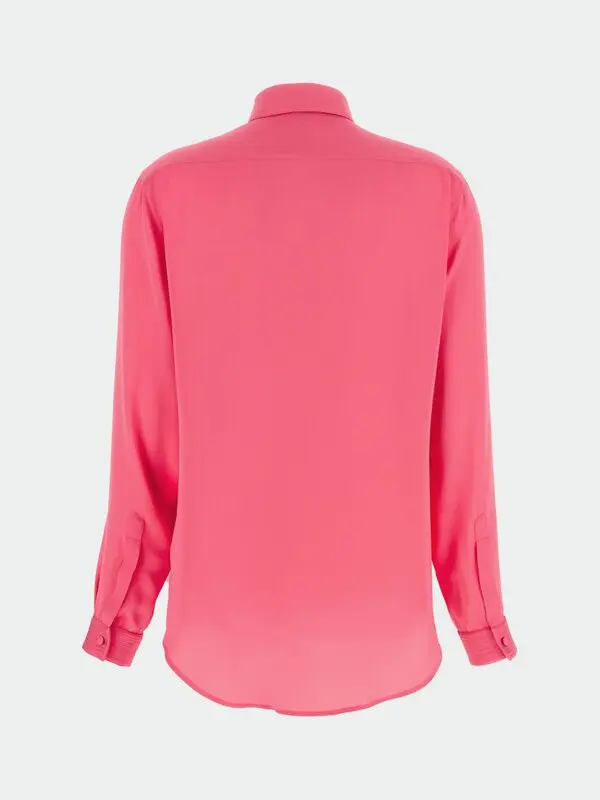 TOM FORD Silk Dress Shirt With Pleated Bib - Fuchsia