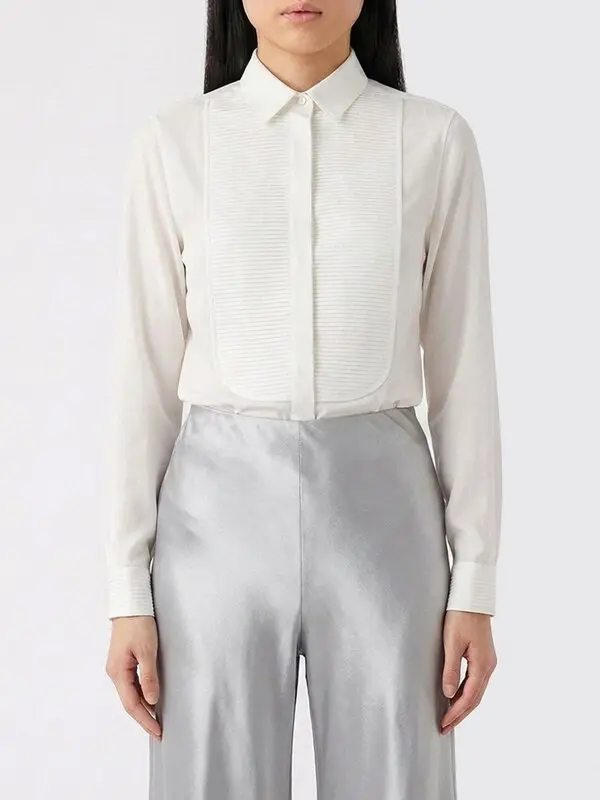 TOM FORD Silk Shirt With Pleated Bib - White