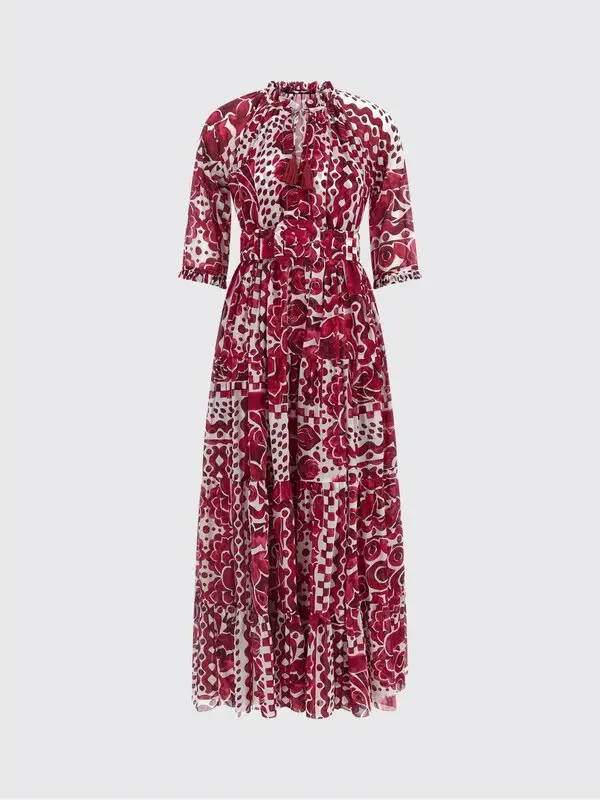 Samantha Sung Eden A-line Floral Print Cotton Midi Dress
