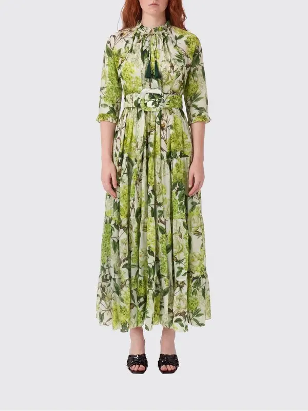 Samantha Sung Eden Floral Print Cotton Midi Dress - Green
