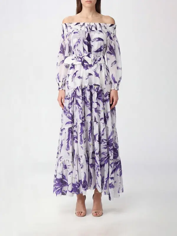 Samantha Sung Eden Floral Print Cotton Midi Dress - Violet