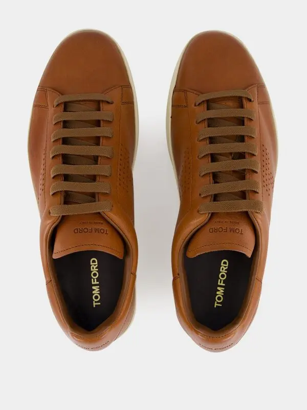 TOM FORD Warwick Leather Lace-up Sneakers - Brown