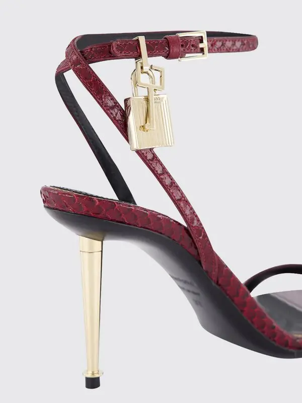 TOM FORD Padlock Python Print Leather Sandals - Ruby