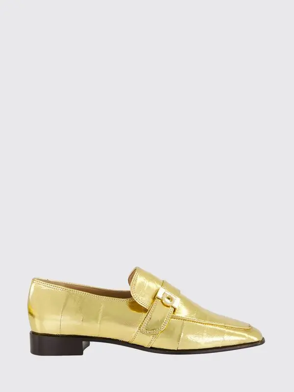 FERRAGAMO Hug Laminated Leather Loafers - Gold