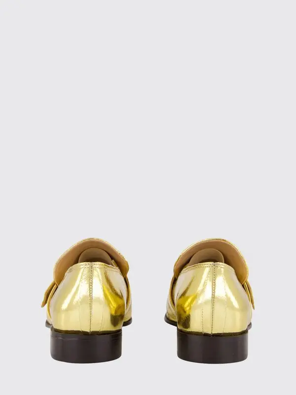 FERRAGAMO Hug Laminated Leather Loafers - Gold
