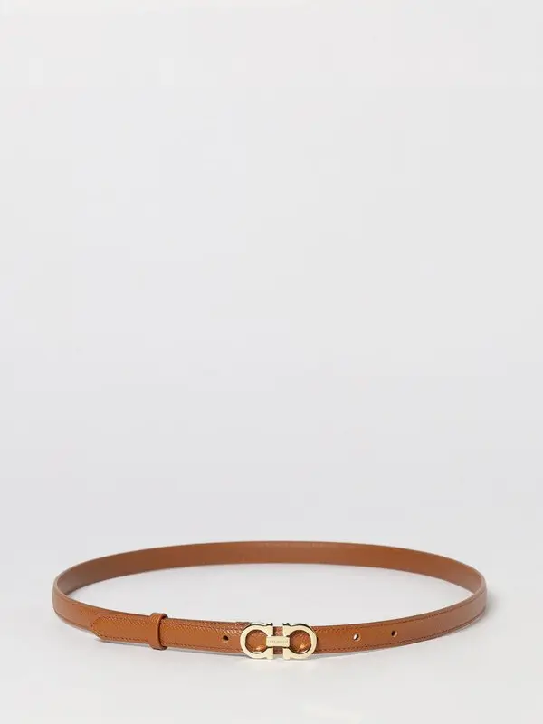 FERRAGAMO Reversible Saffiano Leather Belt With Gancini Buckle - Brown