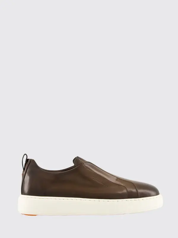 Santoni Leather Slip-on Sneakers - Brown