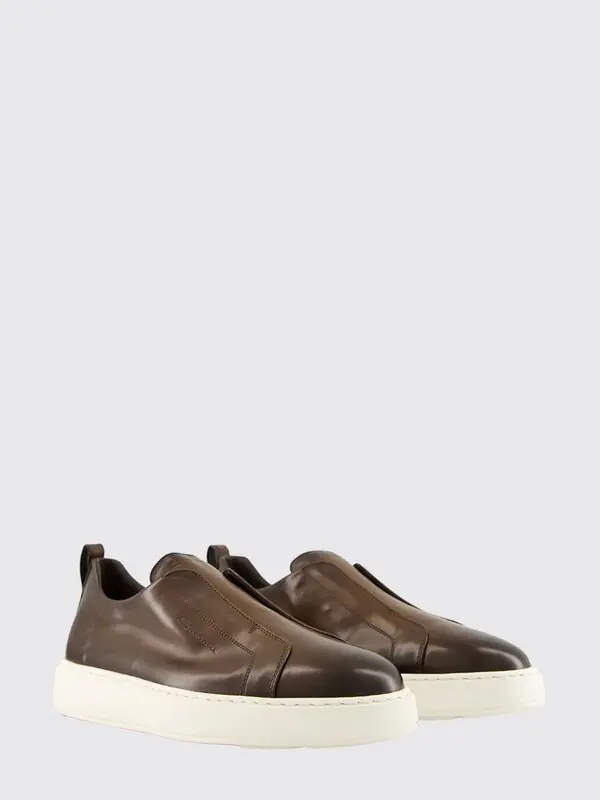 Santoni Leather Sneakers - Brown