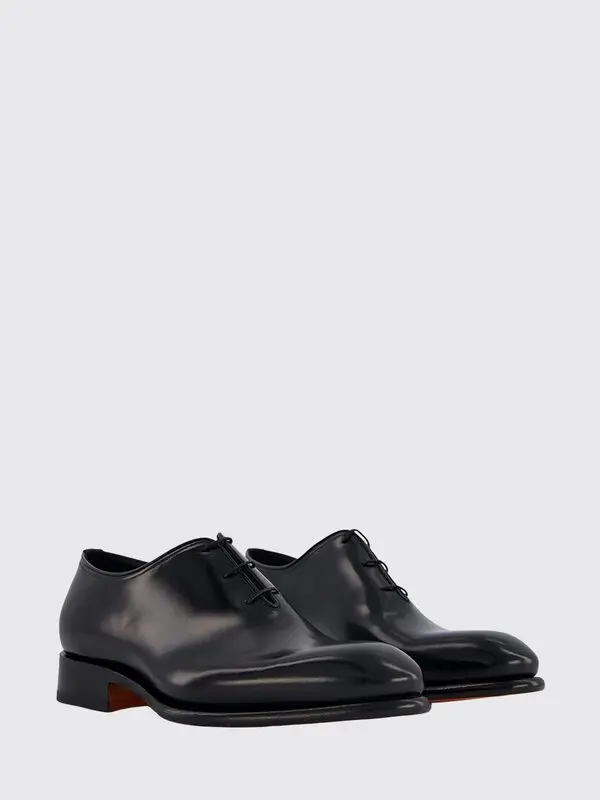 Santoni Smooth Calfskin Leather Oxford Lace-up Shoes