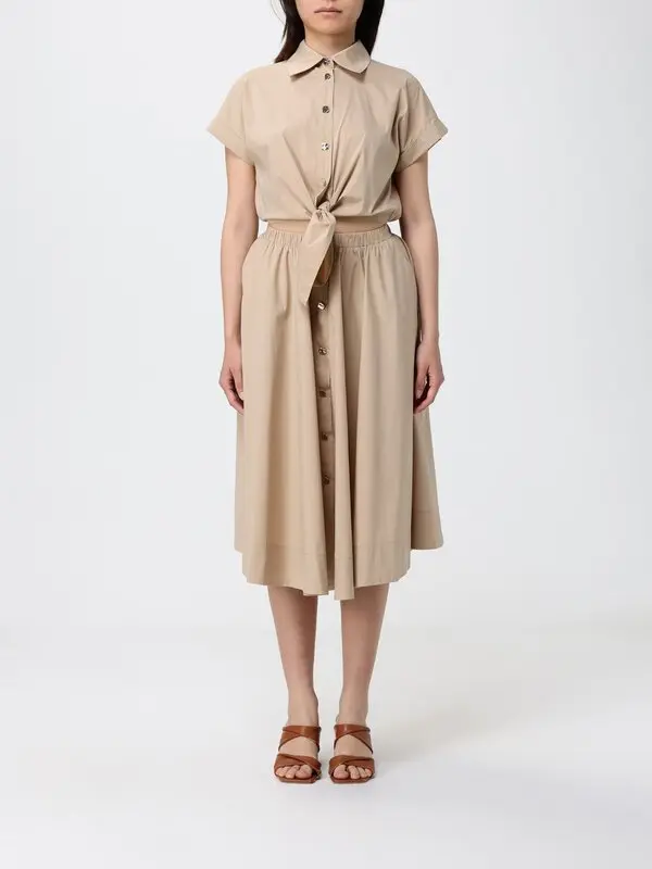 Liu Jo Cotton Midi Shirt Dress With Knot Detail