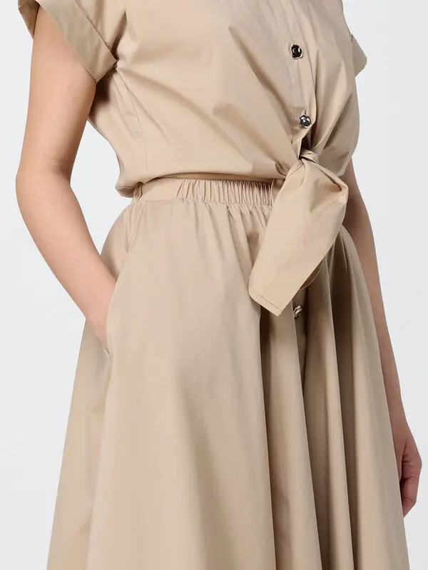 Liu Jo Cotton Midi Shirt Dress With Knot Detail