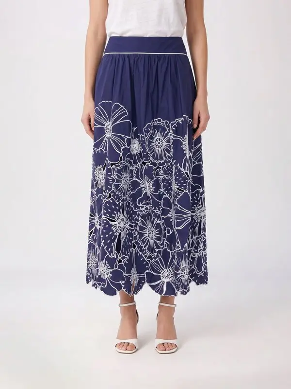 Farm Rio Sangallo Midi Skirt - Blue