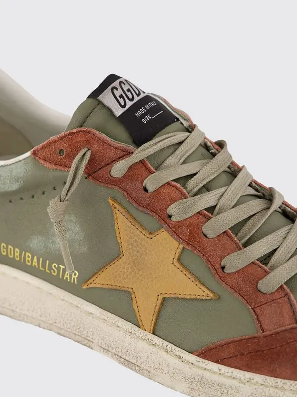 GOLDEN GOOSE Ball Star Distressed Leather Sneakers - Military
