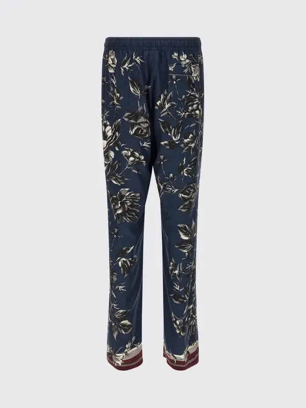 Dolce & Gabbana Floral Print Silk Straight Trousers - Blue