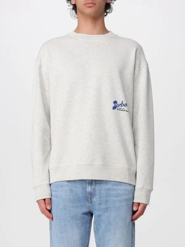 Barbour Cotton Crew Neck Sweatshirt With Logo - White