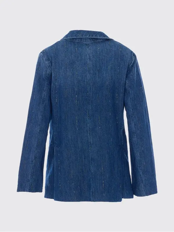 Liu Jo Single-breasted Denim Blazer With Micro Rhinestones