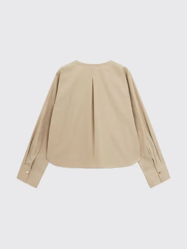 FORTE_FORTE Draped Shirt With Pocket Details - Beige