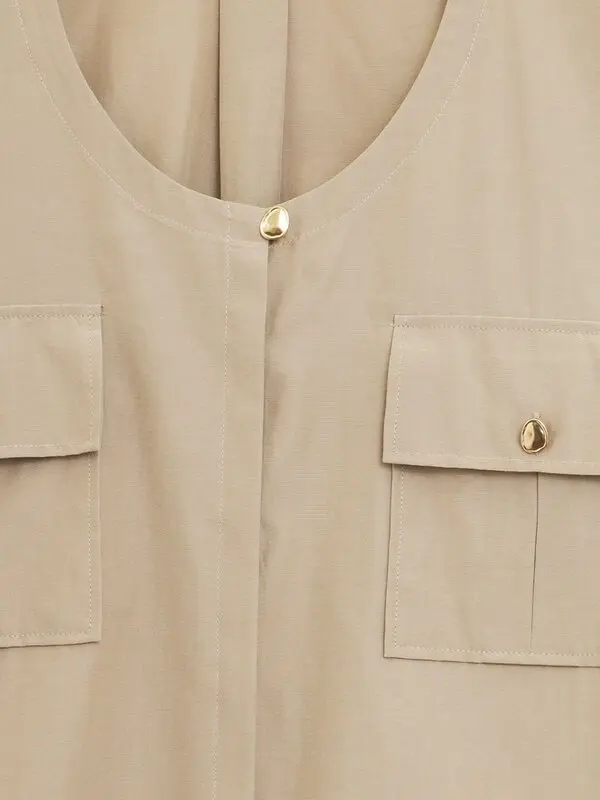 FORTE_FORTE Draped Shirt With Pocket Details - Beige