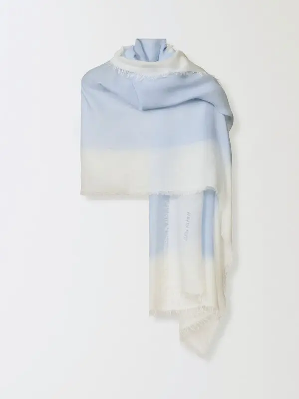 Fabiana Filippi Cashmere Blend Scarf - Gnawed Blue