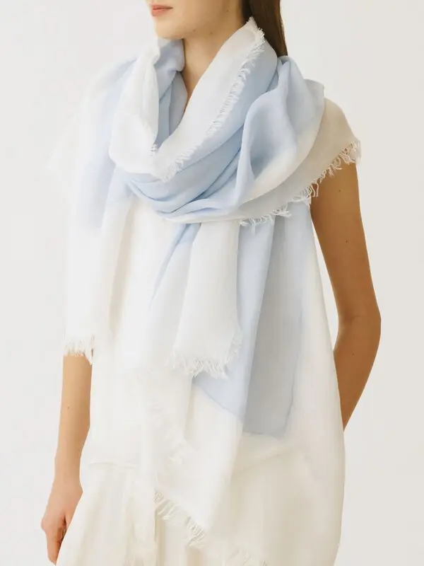 Fabiana Filippi Cashmere Blend Scarf - Gnawed Blue