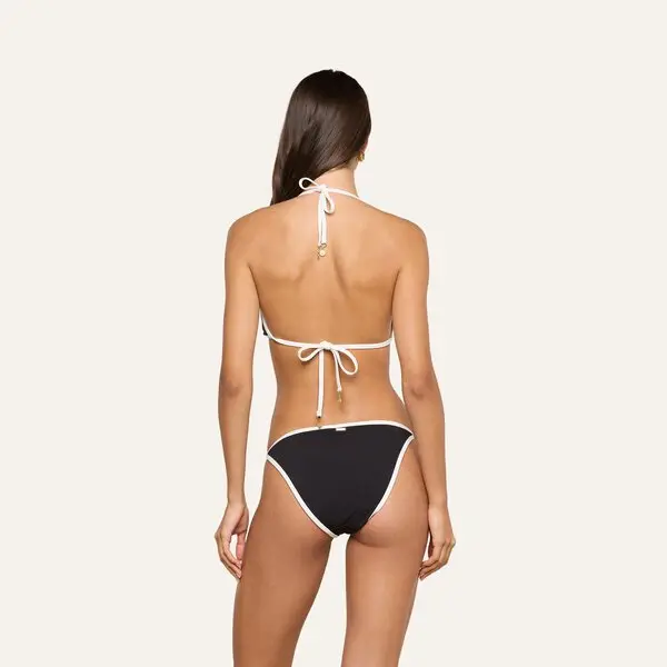L'AGENCE Violet String Bikini Bottom - Black/white Trim
