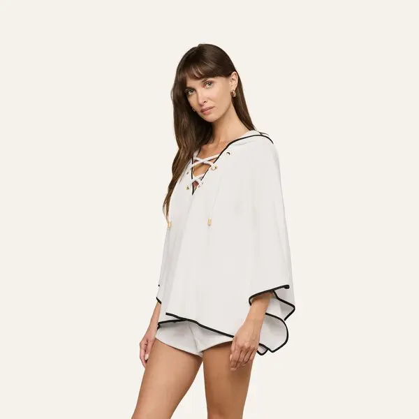 L'Agence Demeter Terrycloth Cover-up Poncho - White