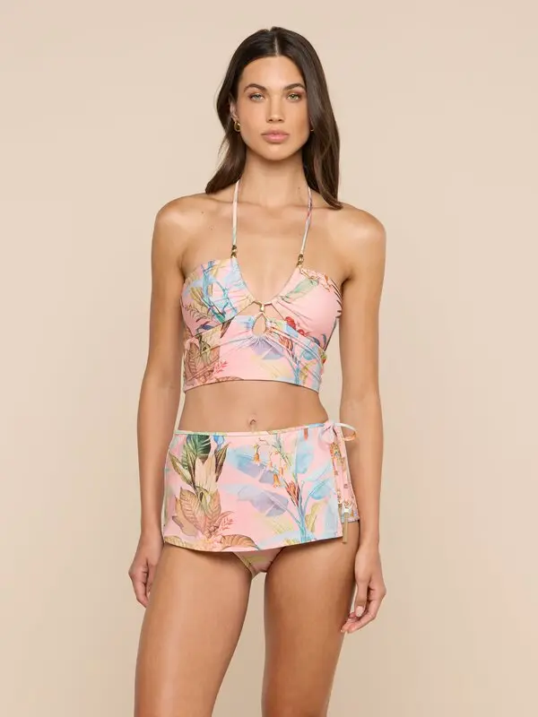 L'Agence Siwan Midkini Top - Pink Multi Colorful Palm